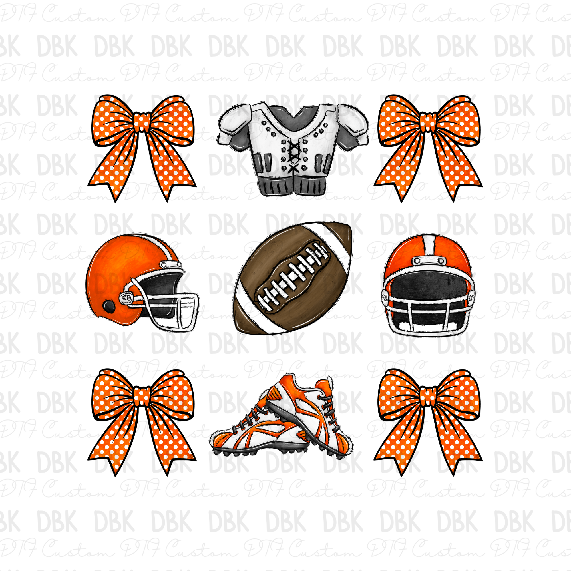 Orange football DTF transfer C111 – DBK-Custom Creations