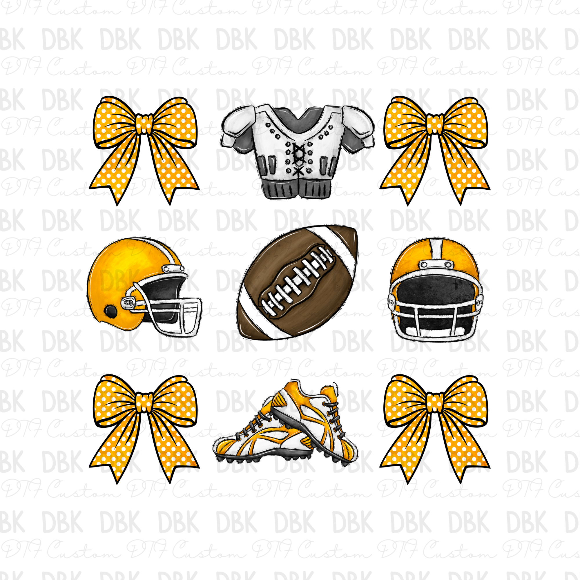 Yellow football DTF transfer C114 – DBK-Custom Creations